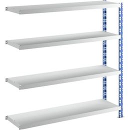 eurokraft basic Gro&szlig;fach-Steckregal, blau/grau, HxBxT 1508 x 1525 x 400 mm, Stahlblechb&ouml;den, Anbauregal