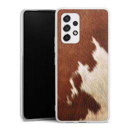 DeinDesign Galaxy A53 5G Handy Silikon H&uuml;lle Case transparent Handyh&uuml;lle Fur Cow Animal Look Silikon Case
