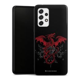 DeinDesign Galaxy A53 5G Handy Silikon H&uuml;lle Case schwarz Handyh&uuml;lle Dragon Red Gothic