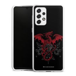 DeinDesign Galaxy A33 5G Handy Silikon H&uuml;lle Case wei&szlig; Handyh&uuml;lle Dragon Red Gothic Silikon Case
