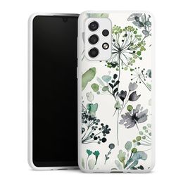 DeinDesign Galaxy A33 5G Handy Silikon H&uuml;lle Case wei&szlig; Handyh&uuml;lle Flowers Eukalyptus Water Colour Silikon Case