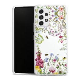 DeinDesign Galaxy A53 5G Handy Silikon H&uuml;lle Case wei&szlig; Handyh&uuml;lle Nature Flowers Meadow Silikon Case