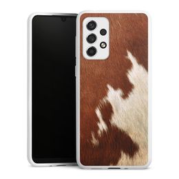DeinDesign Galaxy A33 5G Handy Silikon H&uuml;lle Case wei&szlig; Handyh&uuml;lle Fur Cow Animal Look Silikon Case