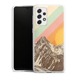 DeinDesign Galaxy A33 5G Handy Silikon H&uuml;lle Case wei&szlig; Handyh&uuml;lle Retro Mountain Sunshine Silikon Case