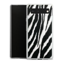 DeinDesign Google Pixel 6 Handy Silikon H&uuml;lle Case transparent Handyh&uuml;lle Muster Zebra Fur Silikon Case