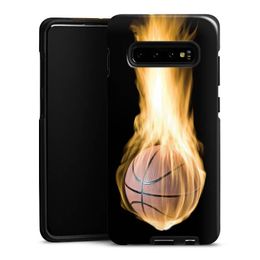 DeinDesign Galaxy S10 Plus Handy Panzer Handyh&uuml;lle robuste Outdoor H&uuml;lle Schutzh&uuml;lle gl&auml;nzend Fire Sports Basketball Tough Case