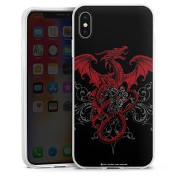 DeinDesign iPhone Xs Max Handy Silikon H&uuml;lle Case transparent Handyh&uuml;lle Red Dragon Gothic Silikon Case