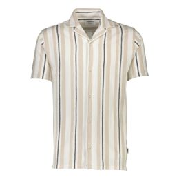 Kurzarmhemd LINDBERGH "Freizeithemd (Kurzarm) Relaxed Fit", Herren, Gr. L, Normalgr&ouml;&szlig;en, beige (stone), Obermaterial: 49% Baumwolle, 33% Polyester, 18% Viskose, Hemden