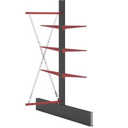 Kragarmregal Attillo schwer, doppelseitig, HxB 3000 x 1000 mm, Kragarm 1000 mm, Anbauregal kaiserkraft