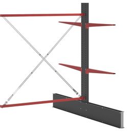 Kragarmregal Attillo schwer, doppelseitig, HxB 2500 x 2000 mm, Kragarm 1000 mm, Anbauregal kaiserkraft