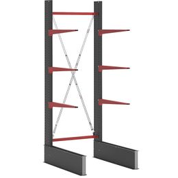 Kragarmregal Attillo schwer, einseitig, HxB 3000 x 1000 mm, Kragarm 1000 mm, Grundregal kaiserkraft