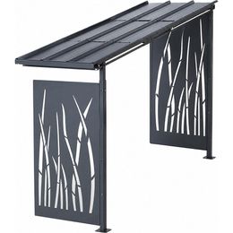 Mottez Fahrradunterstand, HxB 2360 x 5600 mm, Schilfrohr, Tiefe 1000 mm, Anbaueinheit