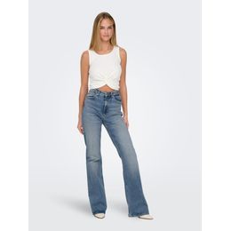 Bootcut-Jeans Only "ONLJUICY HW FLARED DNM DOT023 NOOS", Damen, Gr. 27, L&auml;nge 32, medium blau denim, Denim/Jeans, Obermaterial: 94% Baumwolle, 5% Elastomultiester, 1% Elasthan, unifarben, bootcut fit lang, Jeans, Baumwollmischung, bootcut fit, high waist