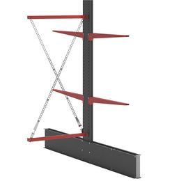 Kragarmregal Attillo schwer, doppelseitig, HxB 2500 x 1000 mm, Kragarm 1000 mm, Anbauregal kaiserkraft