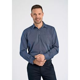 JACK'S INN 54 Langarmhemd JACK&rsquo;S "Freizeithemd (Langarm) Comfort Fit", Herren, Gr. M, Normalgr&ouml;&szlig;en, blau (dk blau), Obermaterial: 65% Polyester, 35% Baumwolle, Hemden