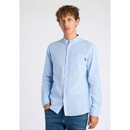 Leinenhemd LINDBERGH "Leinenhemd (Langarm) Relaxed Fit", Herren, Gr. L, Normalgr&ouml;&szlig;en, blau (sky blau), Obermaterial: 55% Leinen, 45% Baumwolle, Hemden