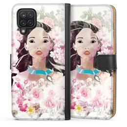 DeinDesign Galaxy A12 Handy Klapph&uuml;lle Handyh&uuml;lle aus Kunst Leder schwarz Flip Case Disney Official Licensed Product Pocahontas Sideflip mit langer Lasche