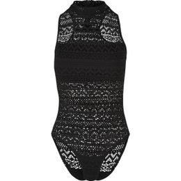 T-Shirt Urban Classics "Urban Classics Damen Ladies Crochet Jersey Turtleneck Body", Damen, Gr. 3XL, schwarz, 98% Polyester, 2% Elasthan, unifarben, skinny fit, hoch geschlossener Ausschnitt, Shirts T-Shirt