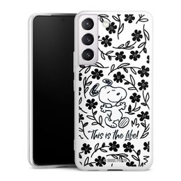 DeinDesign Galaxy S22 Handy Slim Case Silikon Handyh&uuml;lle transparent H&uuml;lle extra d&uuml;nn Peanuts Flowers Snoopy Silikon Slim Case