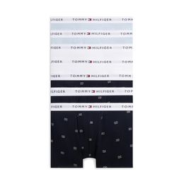 Trunk "7PK TRUNK PRINT", Kinder, Gr. 128/134, 7 Stk., breezy blau, wei&szlig;, flag aop, Jersey, Obermaterial: 95% Baumwolle, 5% Elasthan, Tommy Hilfiger Underwear, k&ouml;rpernah, Unterhosen, mit Logo-Stretchbund