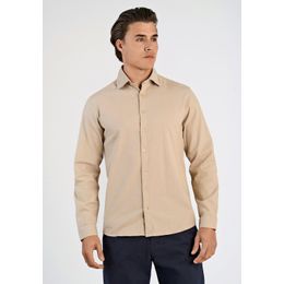 Langarmhemd LINDBERGH "Freizeithemd (Langarm) Relaxed Fit", Herren, Gr. L, Normalgr&ouml;&szlig;en, sand, Obermaterial: 98% Baumwolle, 2% Elasthan, Hemden