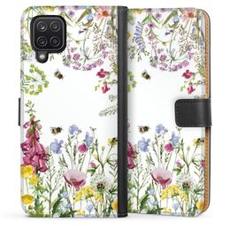 DeinDesign Galaxy A12 Handy Klapph&uuml;lle Handyh&uuml;lle aus Kunst Leder schwarz Flip Case Nature Flowers Meadow Sideflip mit langer Lasche