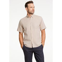 JACK'S INN 54 Leinenhemd JACK&rsquo;S "Leinenhemd (Kurzarm) Regular Fit", Herren, Gr. L, Normalgr&ouml;&szlig;en, mid sand, Obermaterial: 55% Leinen, 45% Baumwolle, Hemden