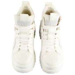 Stiefel Buffalo "Buffalo ASPHA NC MID BLOOM", Damen, Gr. 36, wei&szlig;, Baumwolle, unifarben, Schuhe Stiefel