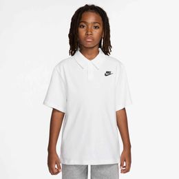 Poloshirt Nike Sportswear "K NSW CLUB KNIT SS POLO LBR", Jungen, Gr. L, wei&szlig;, schwarz, Obermaterial: 100% Baumwolle, Shirts, f&uuml;r Jugendliche, klassischer Umlegekragen, 2-Knopf-Leiste