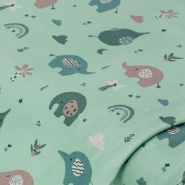 buttinette Baumwoll-Jersey-Digitaldruck "Elefanten", mint-color