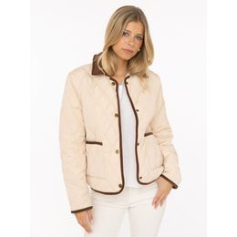 Steppjacke Zwillingsherz "Classic", Damen, Gr. L, hellbeige, Steppware, Obermaterial: 100% Polyester, kontrastfarbene Details, unifarben, h&uuml;ftbedeckend, ohne Ausschnitt, eingefasste Kante, Jacken Steppjacke, Kordkragen, Knopfleiste und Taschen