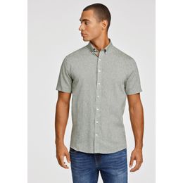 Leinenhemd LINDBERGH "Leinenhemd (Kurzarm) Relaxed Fit", Herren, Gr. XXL, Normalgr&ouml;&szlig;en, gr&uuml;n (army), Obermaterial: 55% Leinen, 45% Baumwolle, Hemden