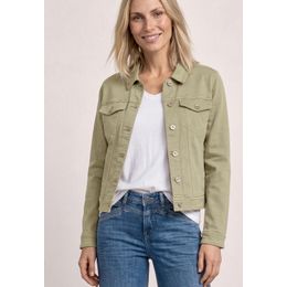 Jeansjacke Street One, Damen, Gr. 36, olive washed, Jeans, 92% Baumwolle, 6% Polyester, 2% Elasthan, unifarben, normal normal, V-Ausschnitt, Manschette, Jacken Jeansjacke, aus Baumwolle mit Stretchanteil