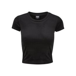 Kurzarmshirt Urban Classics "Urban Classics Damen Ladies Short Velvet Tee", Damen, Gr. 5XL, schwarz, 93% Polyester, 7% Elasthan, unifarben, slim fit, Rundhals, Shirts