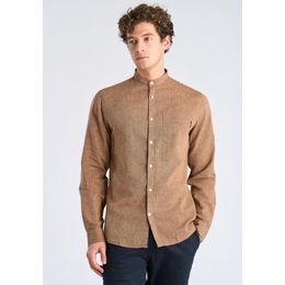 Leinenhemd LINDBERGH "Leinenhemd (Langarm) Relaxed Fit", Herren, Gr. L, Normalgr&ouml;&szlig;en, braun, Obermaterial: 55% Leinen, 45% Baumwolle, Hemden