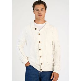 Cardigan LINDBERGH "Cardigan Relaxed Fit", Herren, Gr. M, sanftes wei&szlig;, Obermaterial: 100% Baumwolle, Strickjacken