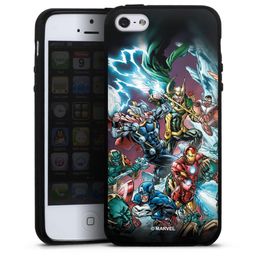 DeinDesign iPhone SE (2016-2019) Handy Silikon H&uuml;lle Case schwarz Handyh&uuml;lle Comic Marvel Avengers