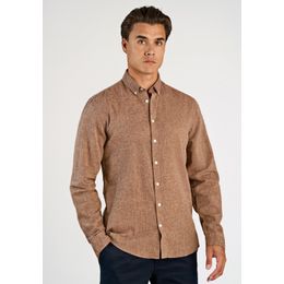 Leinenhemd LINDBERGH "Leinenhemd (Langarm) Relaxed Fit", Herren, Gr. L, Normalgr&ouml;&szlig;en, braun, Obermaterial: 55% Leinen, 45% Baumwolle, Hemden