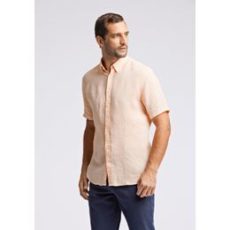 Leinenhemd LINDBERGH "Leinenhemd (Kurzarm) Modern Fit", Herren, Gr. L, Normalgr&ouml;&szlig;en, lt apricot mel, Obermaterial: 100% Leinen, Hemden