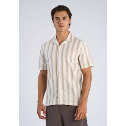 Kurzarmhemd LINDBERGH "Freizeithemd (Kurzarm) Relaxed Fit", Herren, Gr. L, Normalgr&ouml;&szlig;en, lt stone, Obermaterial: 100% Baumwolle, Hemden