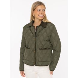 Steppjacke Zwillingsherz "Classic", Damen, Gr. L, khaki, Steppware, Obermaterial: 100% Polyester, unifarben, h&uuml;ftbedeckend, ohne Ausschnitt, eingefasste Kante, Jacken Steppjacke, Kordkragen, Knopfleiste und Taschen