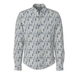 JOOP! Langarmhemd JOOP JEANS "Hanson", Herren, Gr. L, N-Gr, dunkelblau, Web, Obermaterial: 100% Baumwolle, gemustert, regular fit normal, Rundhals, eingesetzt 1-Knopf-Manschette, Hemden, Regular fit mit Muster