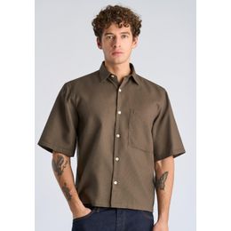 Kurzarmhemd LINDBERGH "Freizeithemd (Kurzarm) Regular Fit", Herren, Gr. L, Normalgr&ouml;&szlig;en, faded braun, Obermaterial: 70% Baumwolle, 30% Polyester, Hemden