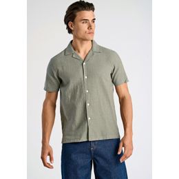 Leinenhemd LINDBERGH "Leinenhemd (Kurzarm) Relaxed Fit", Herren, Gr. S, Normalgr&ouml;&szlig;en, faded gr&uuml;n, Obermaterial: 55% Leinen, 45% Baumwolle, Hemden