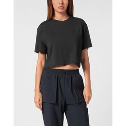 T-Shirt Plein Sport "Scratch", Damen, Gr. L, schwarz (02, schwarz), Obermaterial: 48% Modal, 47% Baumwolle, 5% Elasthan, Shirts T-Shirt