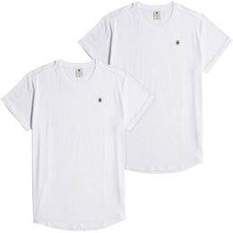 G-Star Raw T-Shirt G-STAR "Lash 2er Pack", Herren, Gr. S, wei&szlig; (wei&szlig;, wei&szlig;), Jersey, Obermaterial: 100% Baumwolle, unifarben, relaxed fit, Rundhals, mit Umschlag, Shirts T-Shirt, aus Baumwolle