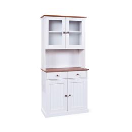 Inter Link FSC Buffet Buffetschrank Westerland - Kiefer Massivholz - 4 T&uuml;ren, 2 Schubladen - Weiss, Sepia lackiert