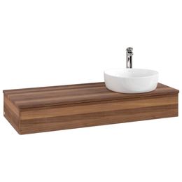 Villeroy & Boch Villeroy und Boch Antao Waschtisch-Unterschrank L12052HM mit Beleuchtung, 120x19x50cm, Hahnloch, Waschbeckenplattenfarbe warm walnut, warm walnut