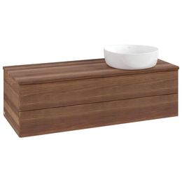 Villeroy & Boch Villeroy und Boch Antao Waschtisch-Unterschrank L23112HM mit Beleuchtung mit Struktur 120x36x50cm, Waschbeckenplattenfarbe warm walnut, warm walnut
