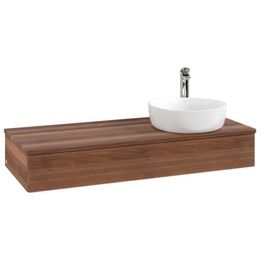 Villeroy & Boch Villeroy und Boch Antao Waschtisch-Unterschrank L12152HM mit Beleuchtung mit Struktur, 120x19x50cm, Hahnloch, Waschbeckenplattenfarbe warm walnut, warm walnut